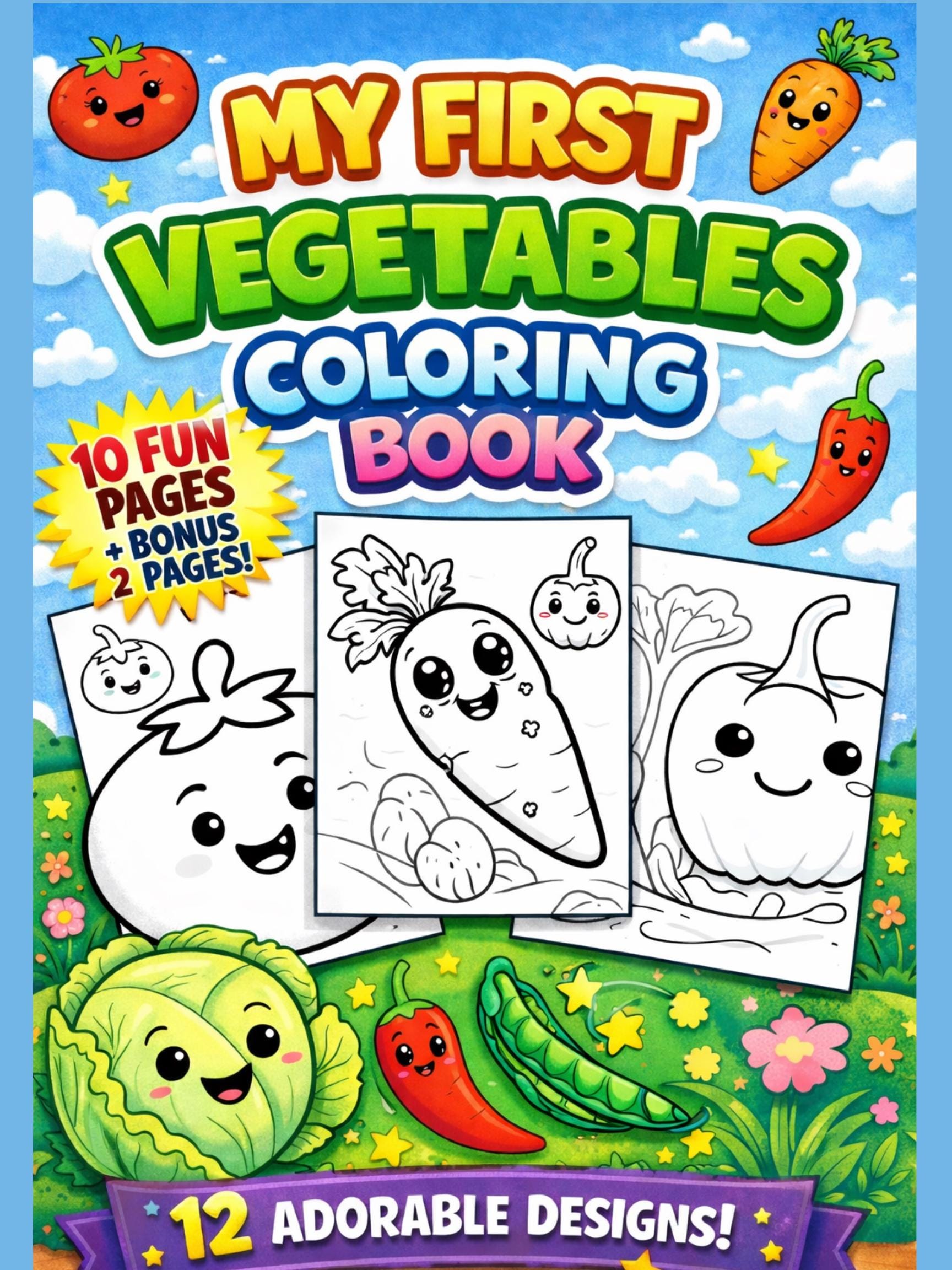 Vegetable Coloring Book Printable | Cute Veggie Coloring Pages ...