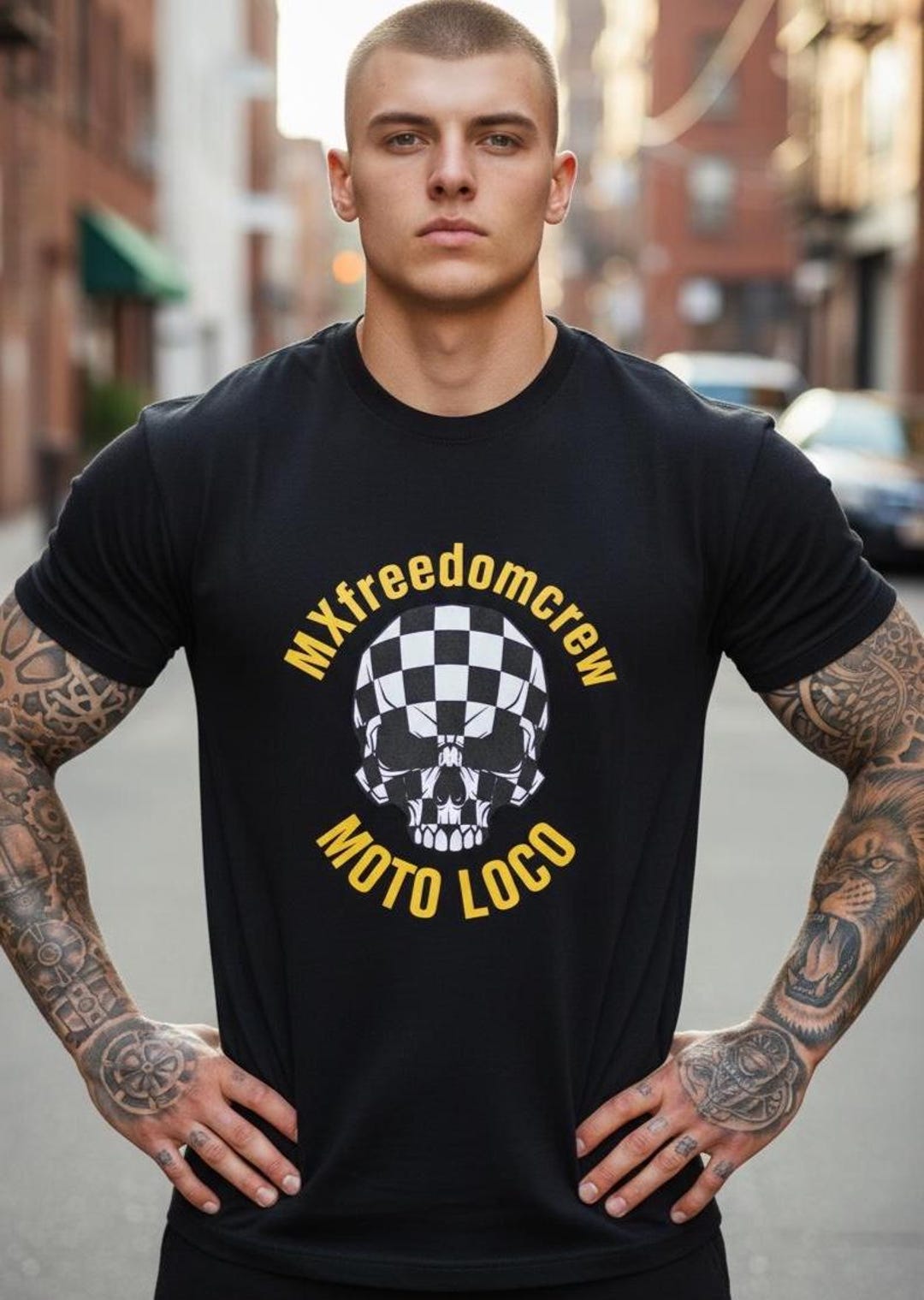 Checkerboard Skull Moto Loco T-shirt | Mxfreedomcrew Motocross Graphic ...