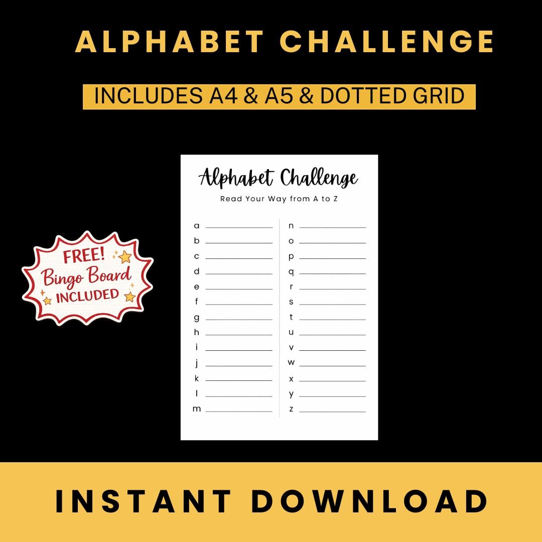 Alphabet Reading Challenge Printable: A-Z Book Tracker (PDF Download ...
