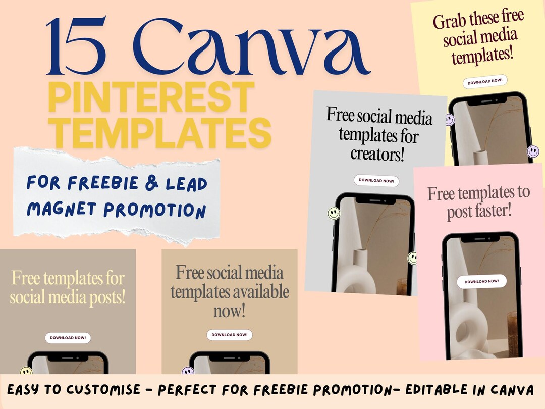 Pinterest Canva Templates for Freebie Promotion - Etsy