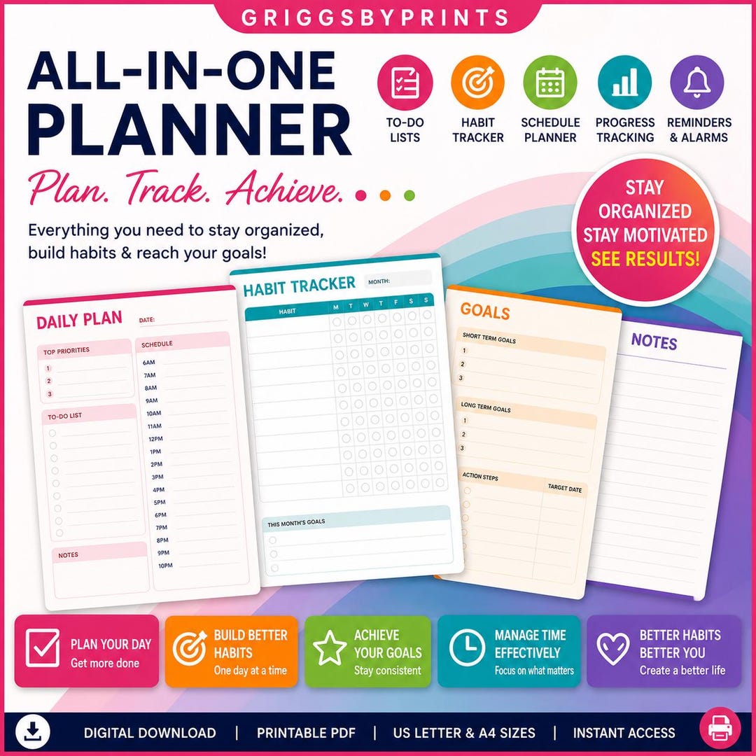 Daily Routine Planner Printable, Fillable Habit Tracker PDF - Etsy UK