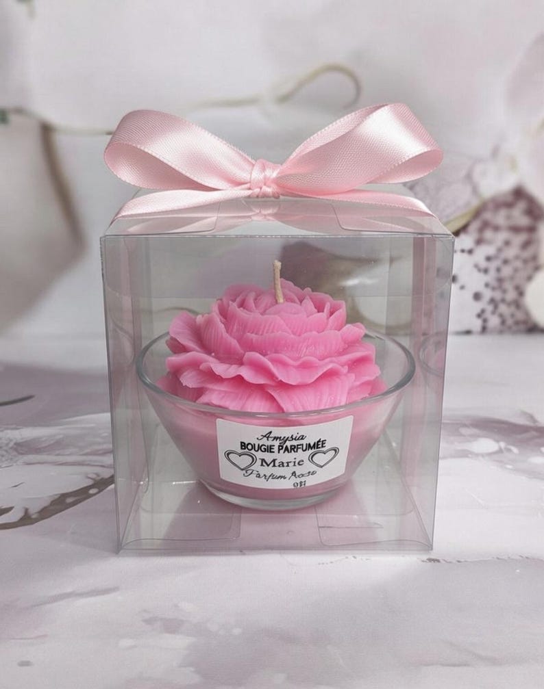 Bougie pivoine parfumée – bougie fleur 250g – cadeau personnalisé ...