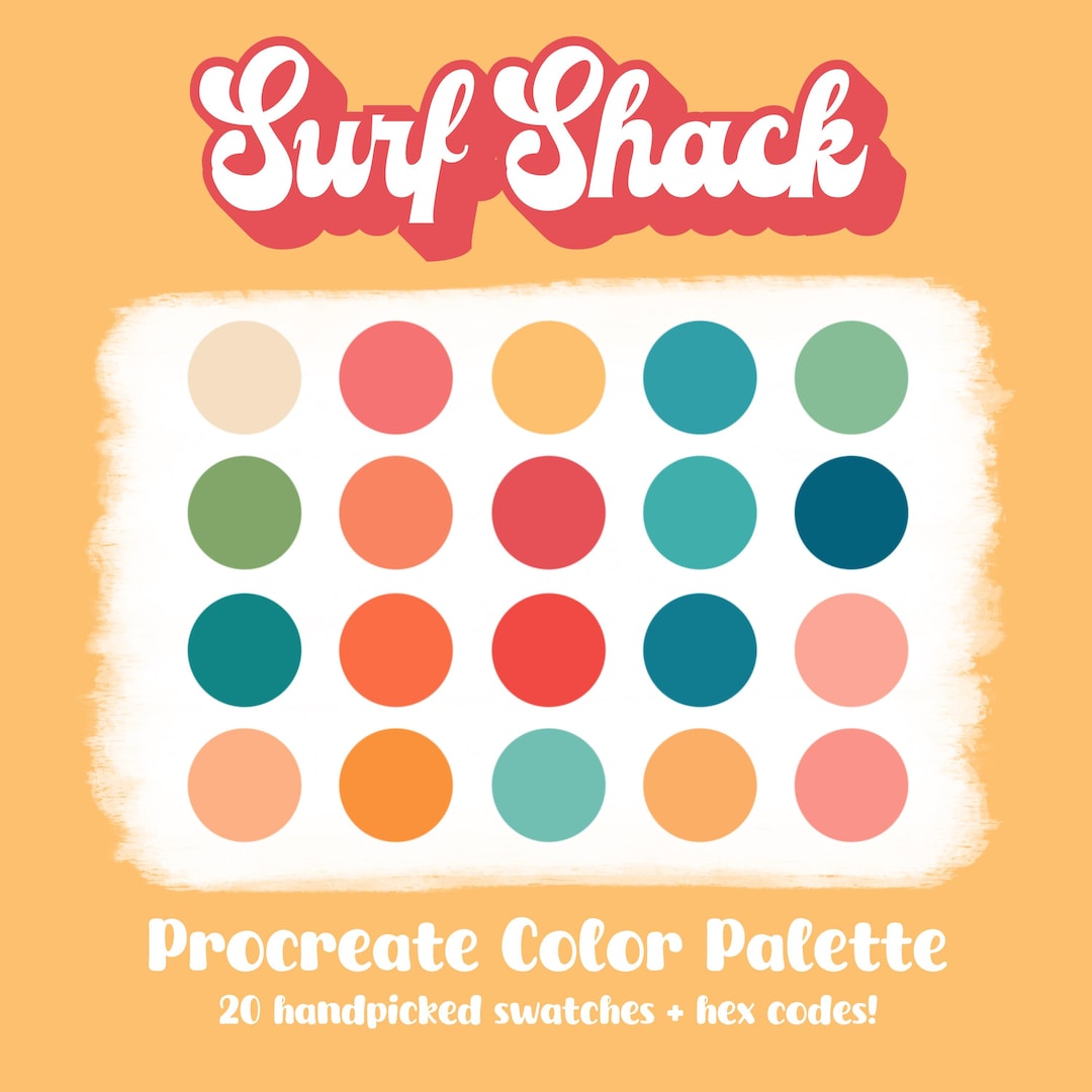 Procreate Color Palette, SURF SHACK, Retro Summer Colors, Instant ...
