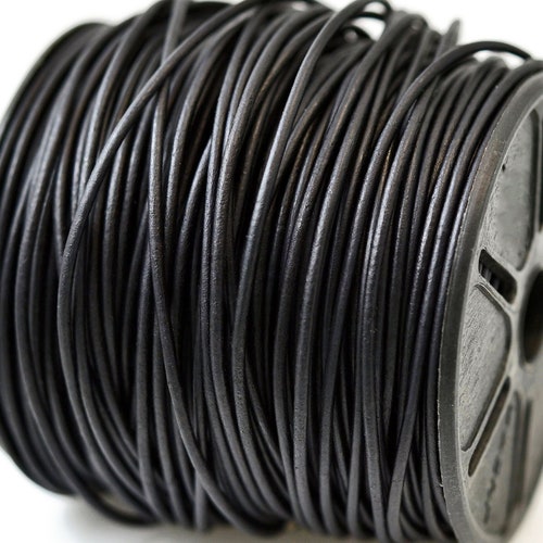 2mm Natural Black Leather Cord Round Matte Black Leather - Etsy