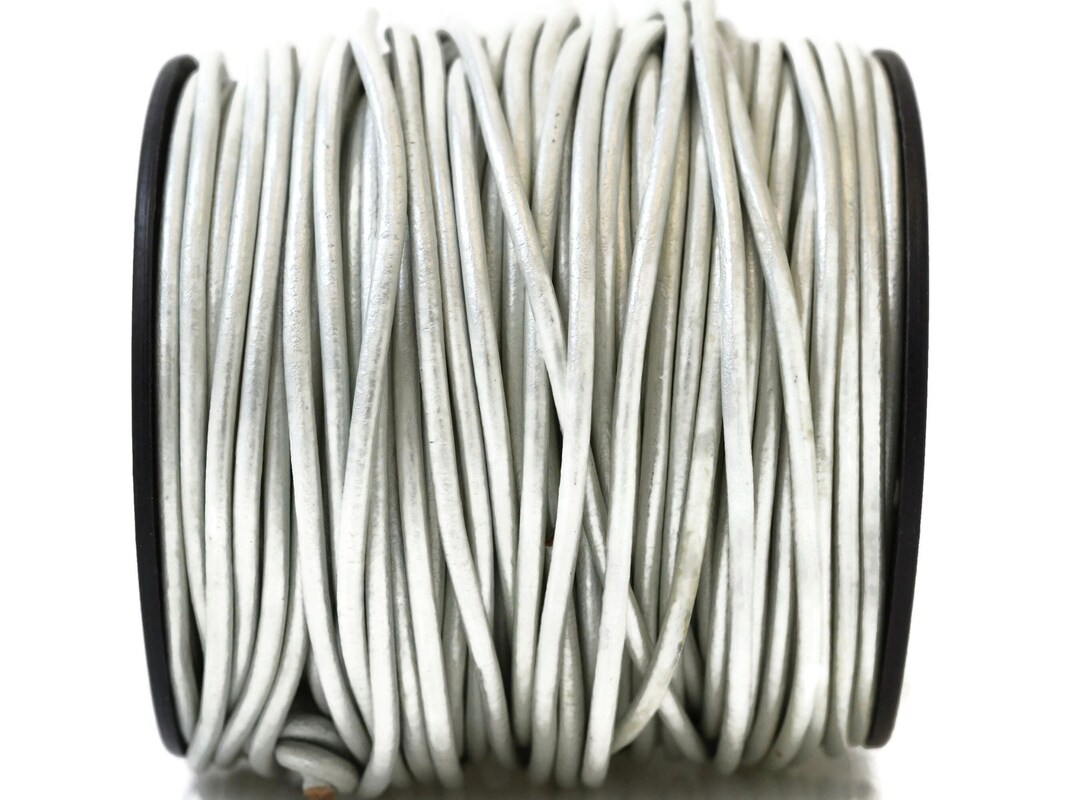 3mm Metallic Pearl White Leather Cord Round, Subtle Sheen, Vegetable ...