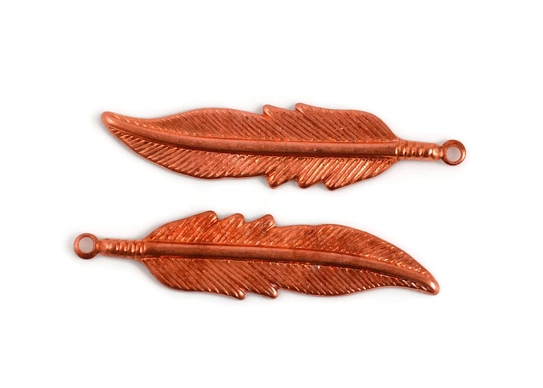 Small Copper Feather, 8mm X 34mm, Raw Copper, Pendant or Charm, Pkg 12 ...