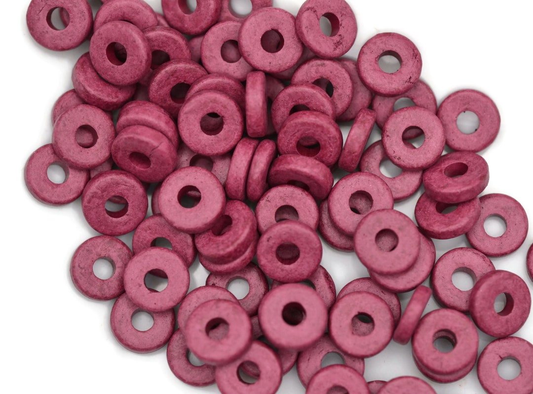 8mm Washer Round, Ruby Pink, Mykonos Greek Ceramic Beads, Pkg 100 - Etsy