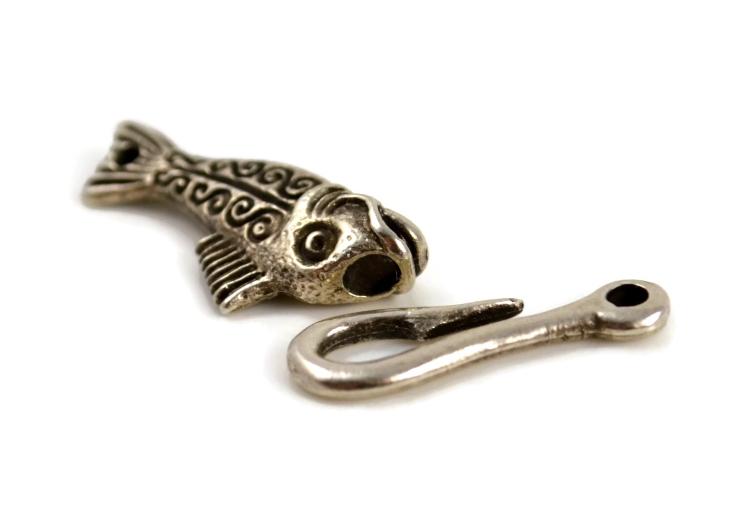 Fish and Hook Clasp Pewter Mykonos Beads Qty: 2 Clasps - Etsy