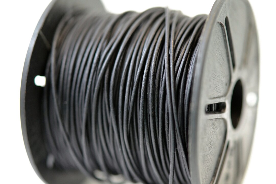 1mm Natural Black Leather Cord, Matte Black, Vegetable Tanned Cowhide ...