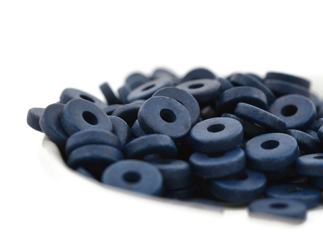 8mm Washer Round, Navy Blue, Mykonos Greek Ceramic Beads, Pkg 100 - Etsy