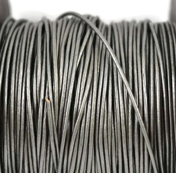 1mm Metallic Grey Leather Cord Round | Etsy