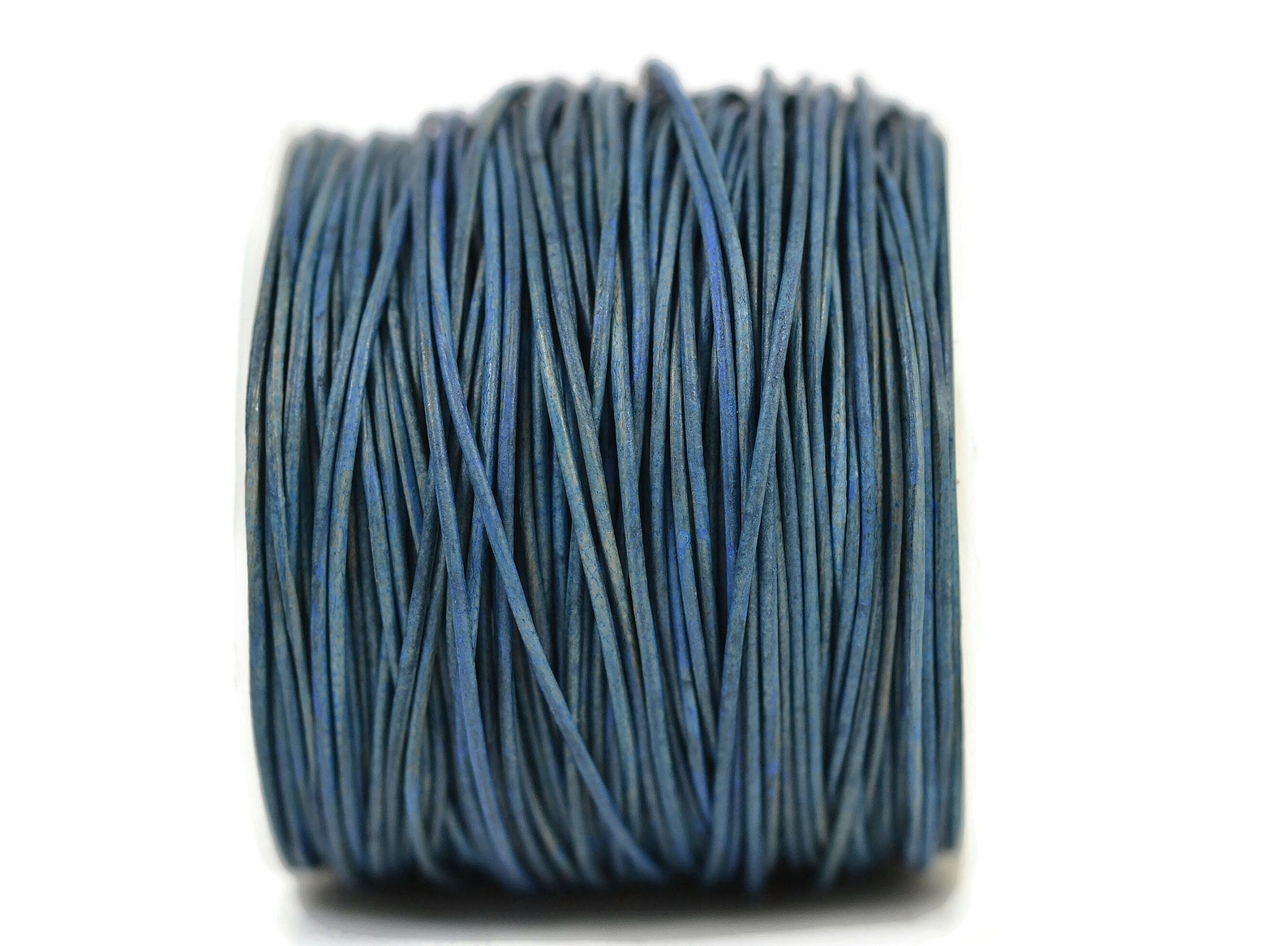 1mm Natural Blue Leather Round Cord Distressed Matte Finish - Etsy
