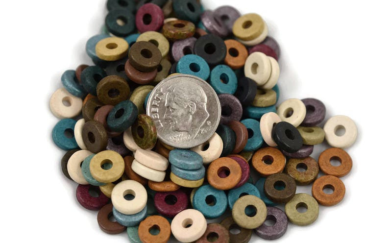 8mm Washer Round Earthy Color Mix Mykonos Beads QTY: 50 - Etsy