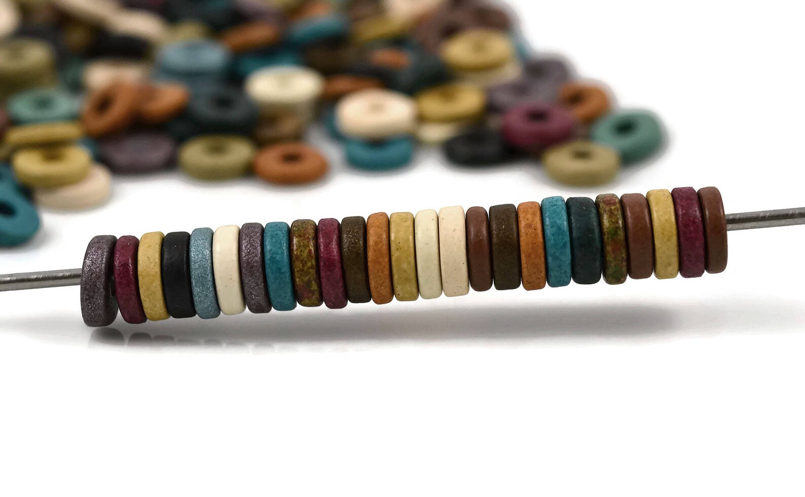 8mm Washer Round Earthy Color Mix Mykonos Beads QTY: 50 - Etsy