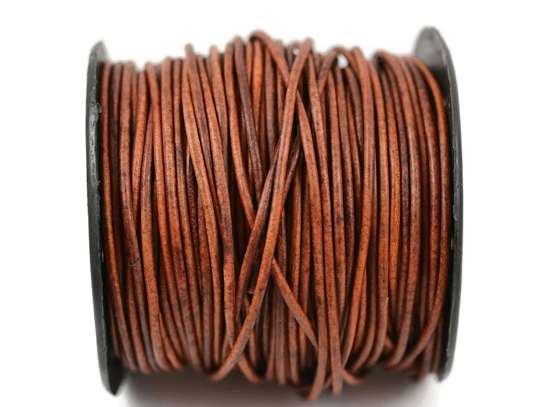 2mm Natural Light Brown Leather Round Cord Distressed Matte | Etsy