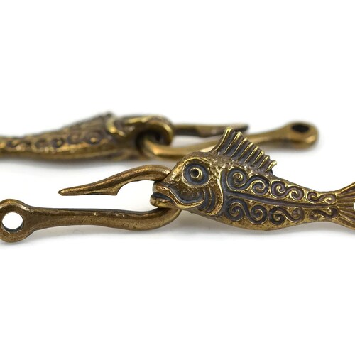 Fish and Hook Clasp Pewter Mykonos Beads Qty: 2 Clasps - Etsy