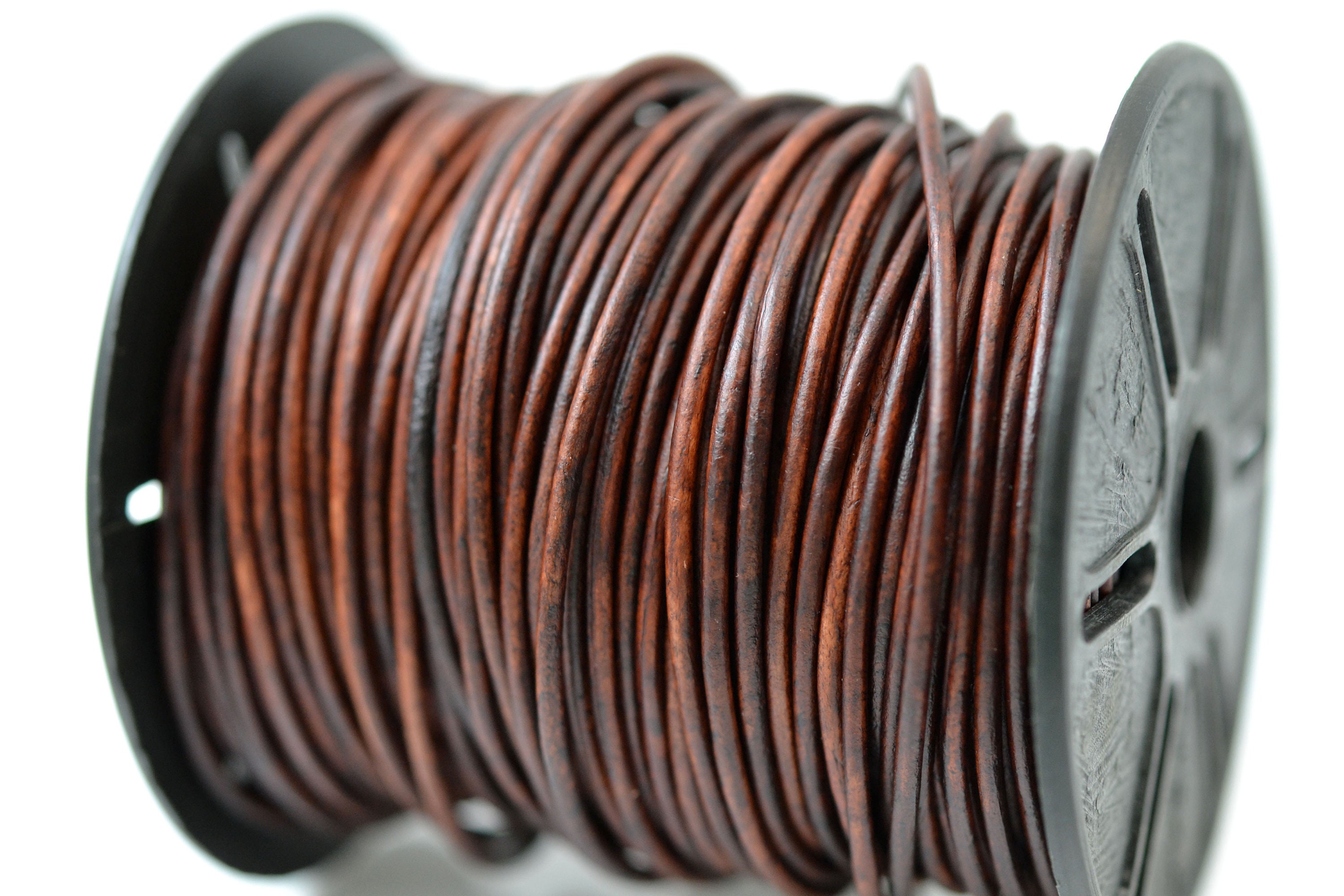 2mm Natural Antique Brown Leather Round Cord Distressed - Etsy