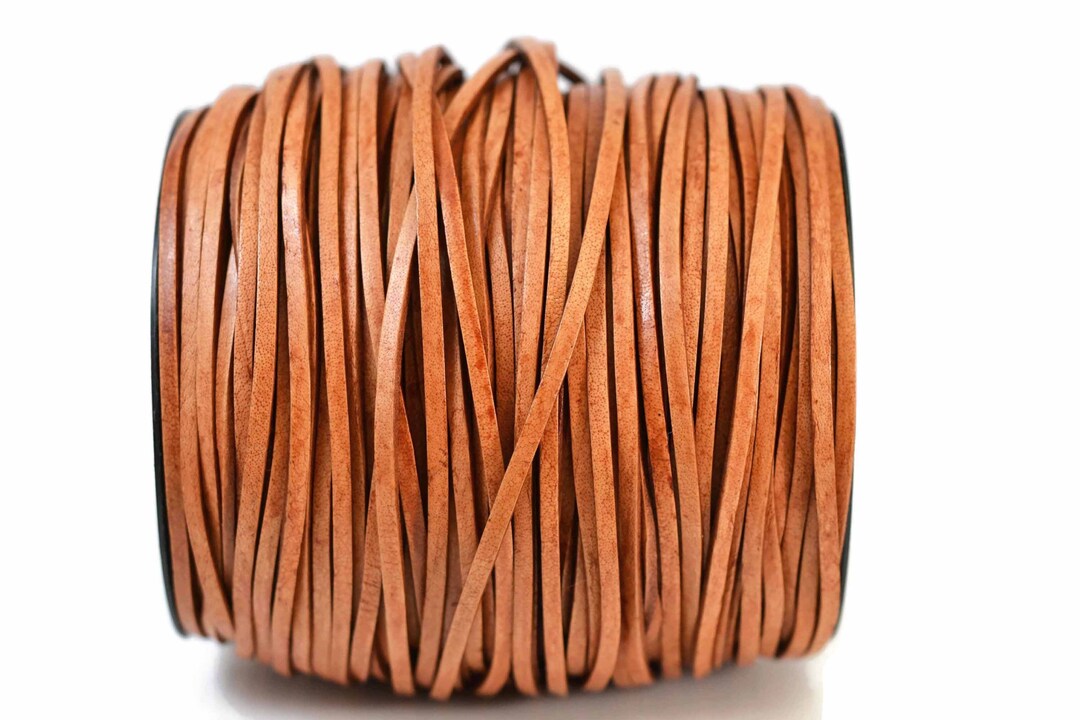 3mm Latigo Lace Flat Leather Cord - Natural Light Brown - Genuine ...