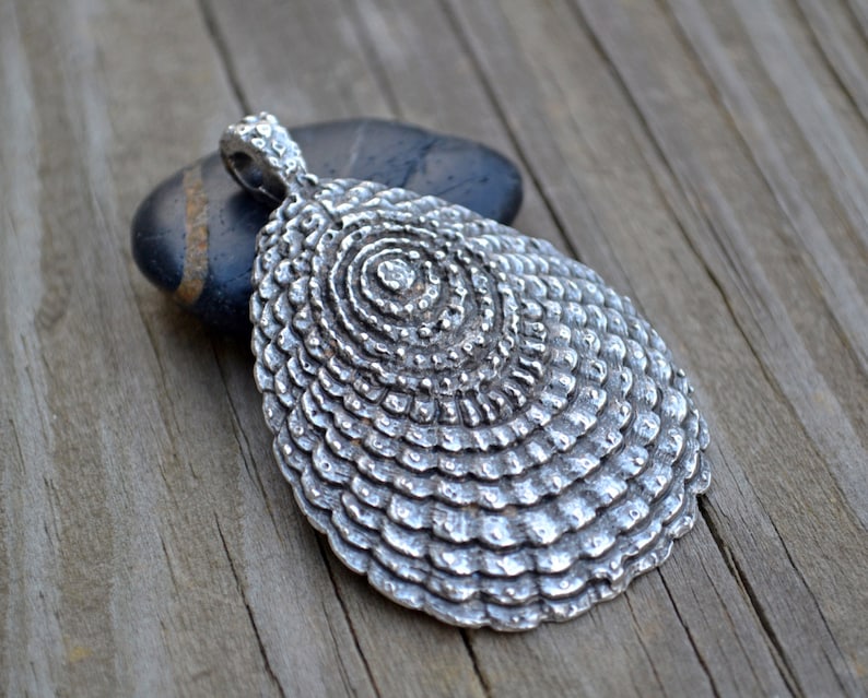 Extra Large Pewter Shell Pendant 42x61mm Mykonos Beads - Etsy