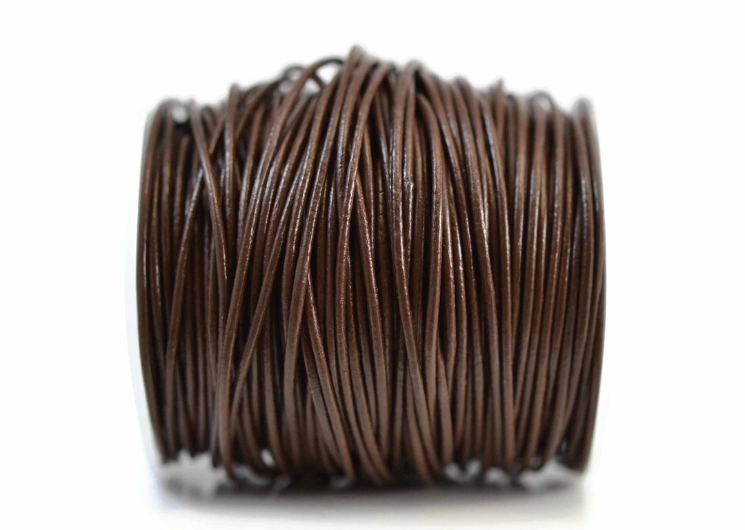 1mm Chocolate Brown Leather Cord Round, Subtle Sheen, Vegetable Tanned ...