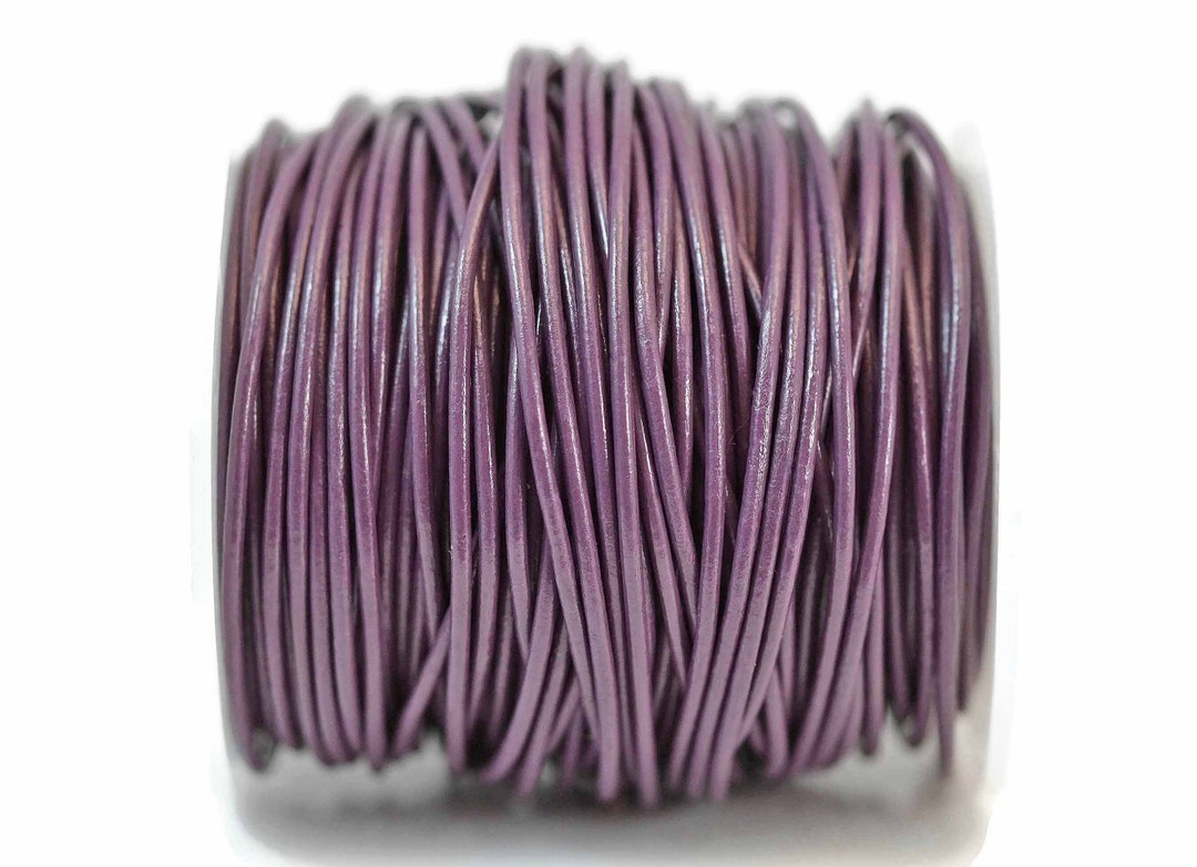 1.5mm Purple Leather Round Cord, Subtle Sheen, Vegetable Tanned Genuine ...