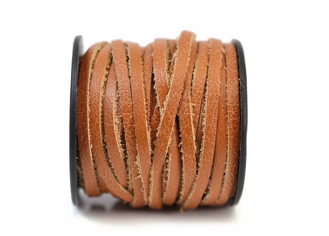 3mm Flat Deertan Lace Leather Cord, Saddle Brown, 3mm X 1mm, Water ...