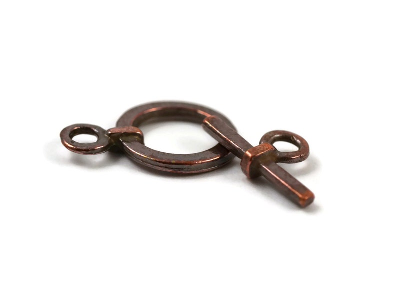 Small Toggle Clasp, Bronze, Rustic Simple Clasp, Mykonos Beads, Pkg 4 ...