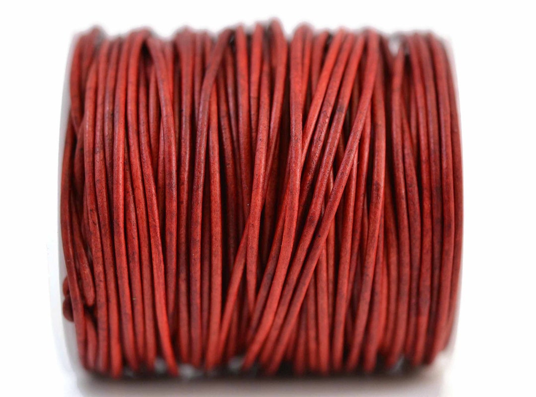 1.5mm Round Leather Cord - Natural Red - Distressed Genuine Leather - Etsy