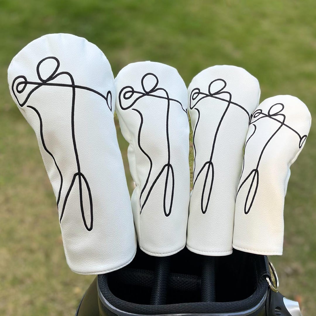 New Golf Club Cover With Simple Embroidered Lines, 1/3/5/UT, Complete ...