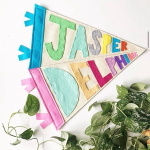 Personalized Name Pennant Flag for Nursery Canvas Flag Name Banner ...
