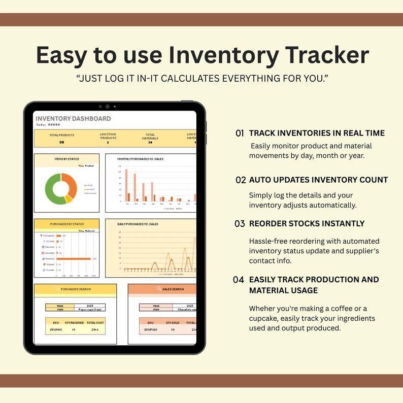 Coffee Shop Inventory Tracker Spreadsheet | Excel | Product Costing ...
