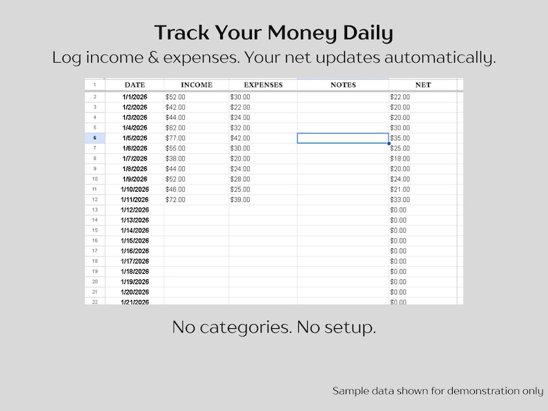 Personal Money Tracker | Bare Minimum Budget Spreadsheet | Simple ...