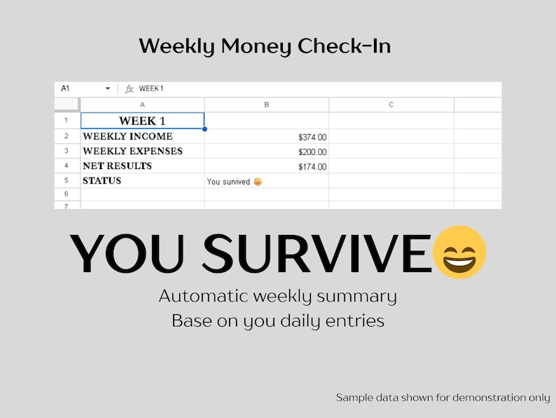 Personal Money Tracker | Bare Minimum Budget Spreadsheet | Simple ...