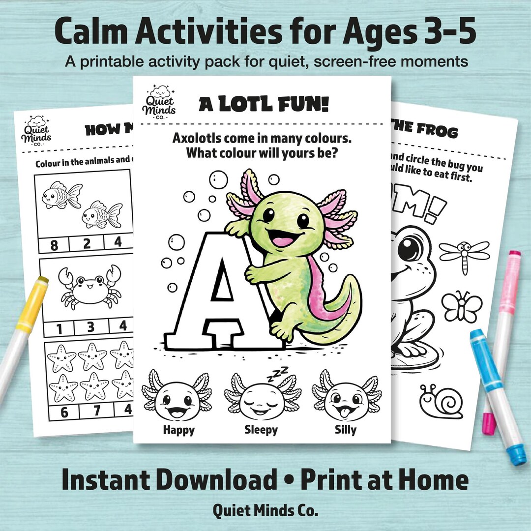 Calm Printable Activities for Ages 3–5 | Quiet Time & Travel Activity ...