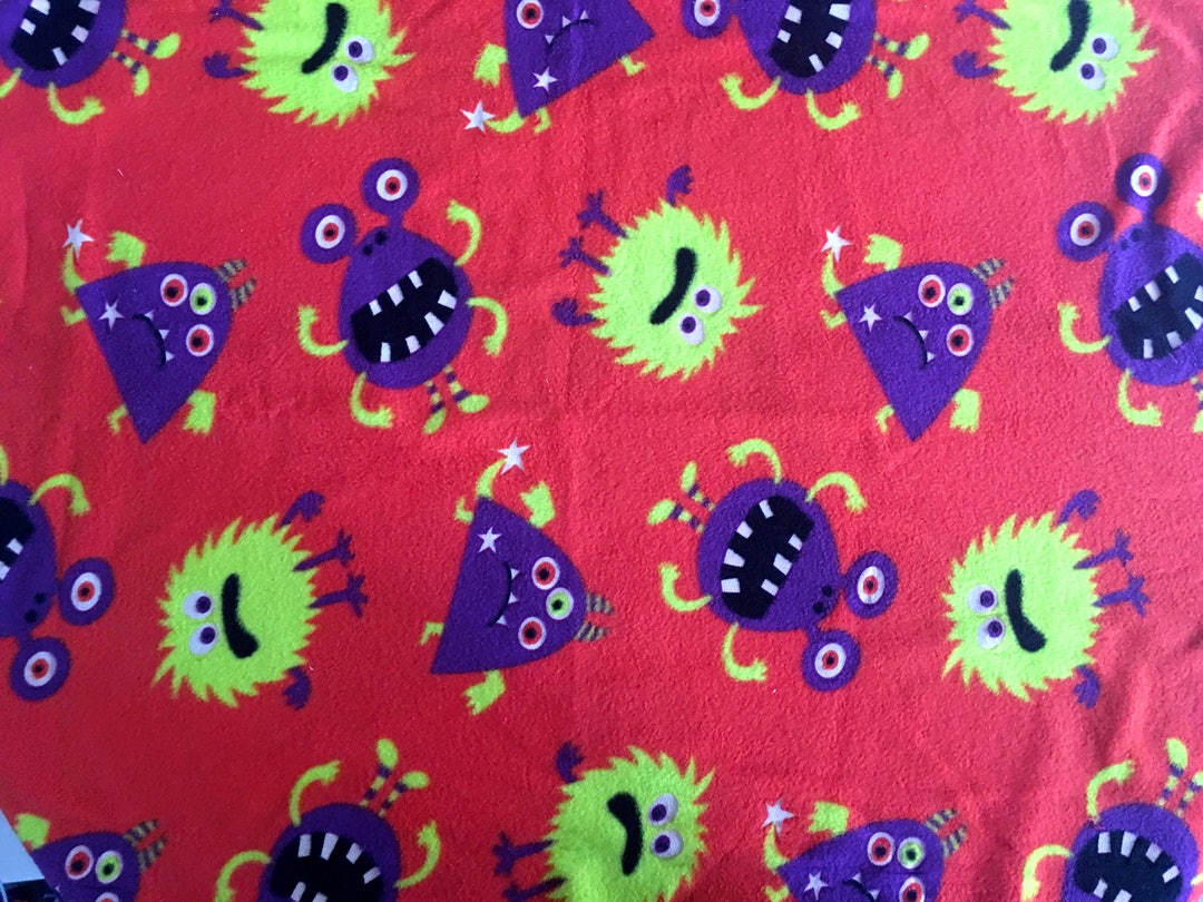 Monster Inc. Fleece Fabric With Fearful "scary Monsters" With Textured ...