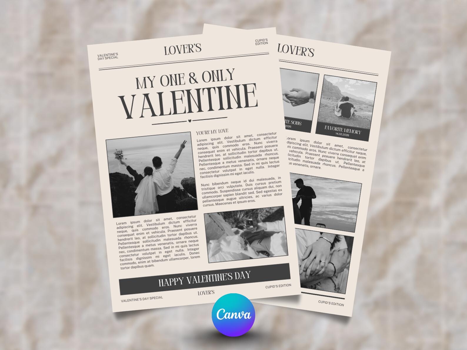Valentine's Day Newspaper, Canva Template - Etsy
