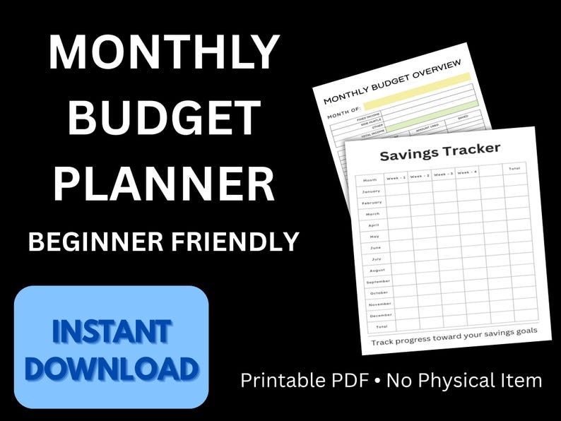 Simple Monthly Budget Planner | Printable Budget PDF | Expense & Bills ...