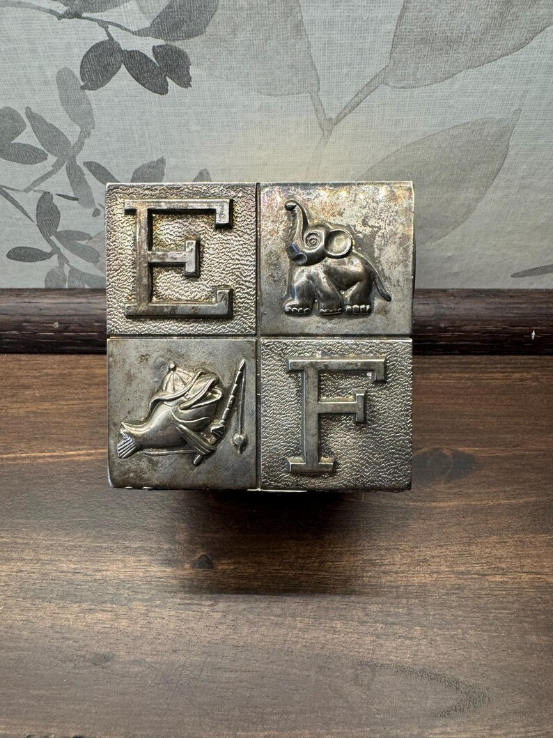 Vintage ABC Block Coin Bank | Aged Metal Nursery Decor - Etsy
