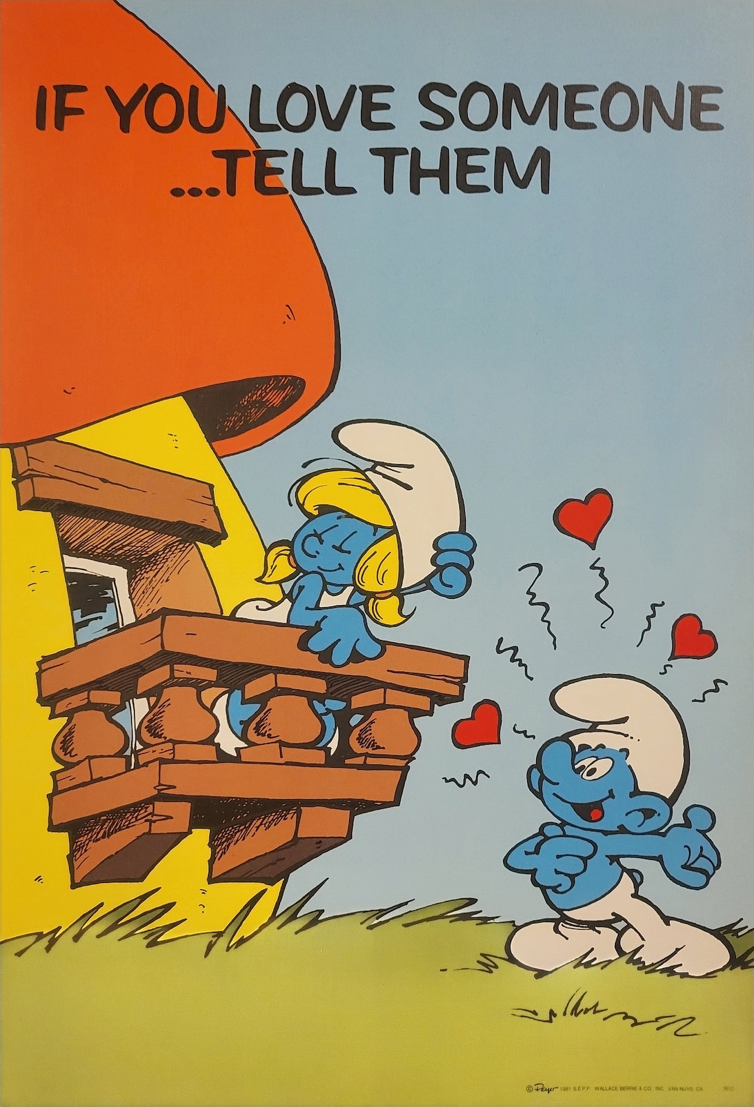 If You Love Someone... Tell Them - Vintage Smurf Poster From 1980s - Etsy