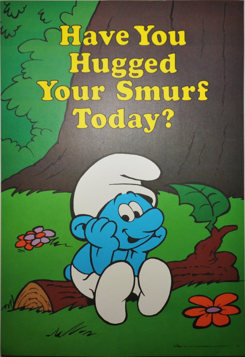 Have You Hugged Your Smurf Today - Vintage Smurf Poster From 1980s - Etsy
