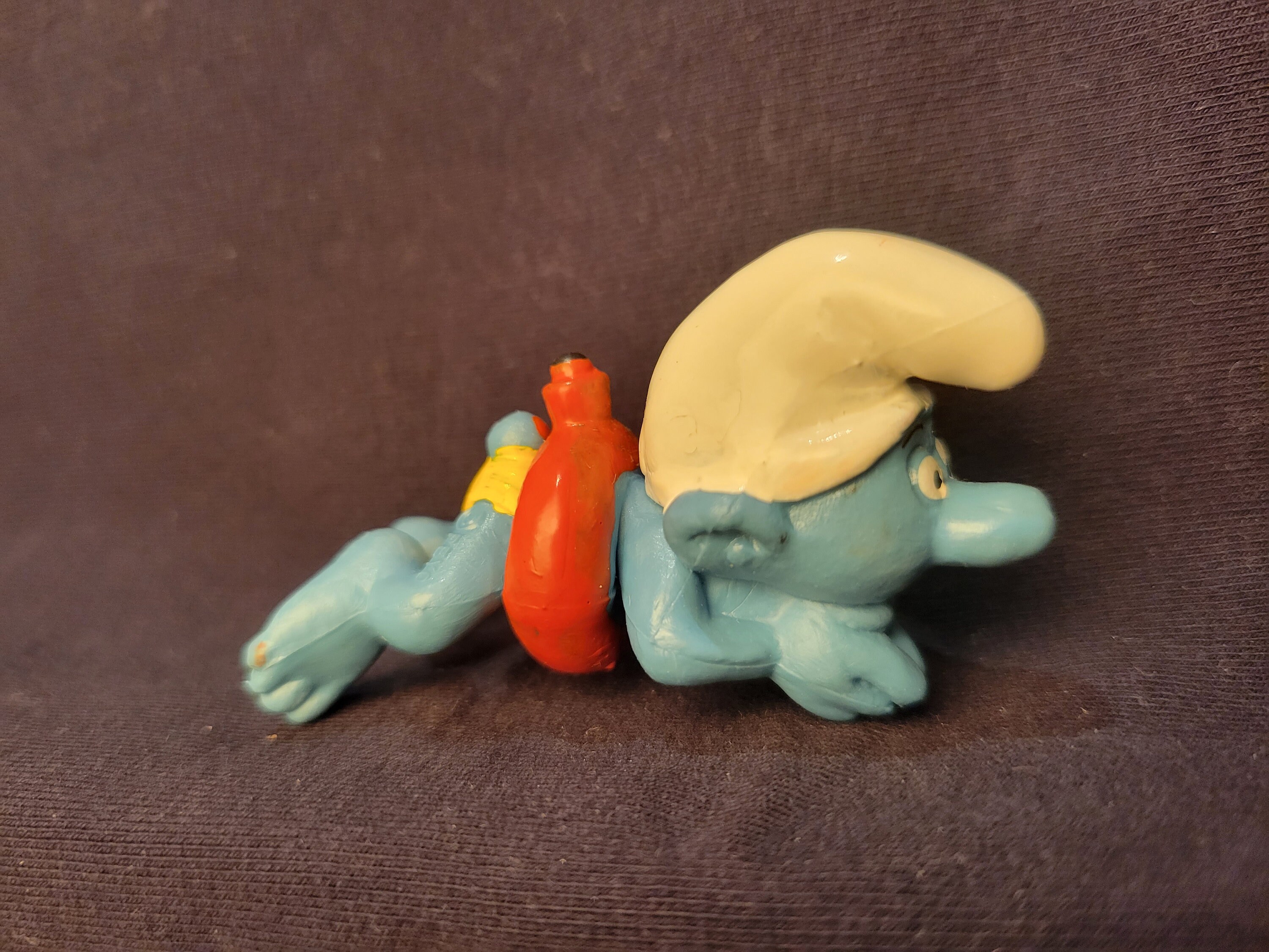 Vintage Swimmer Smurf Figurine - Red Inner Tube - Etsy
