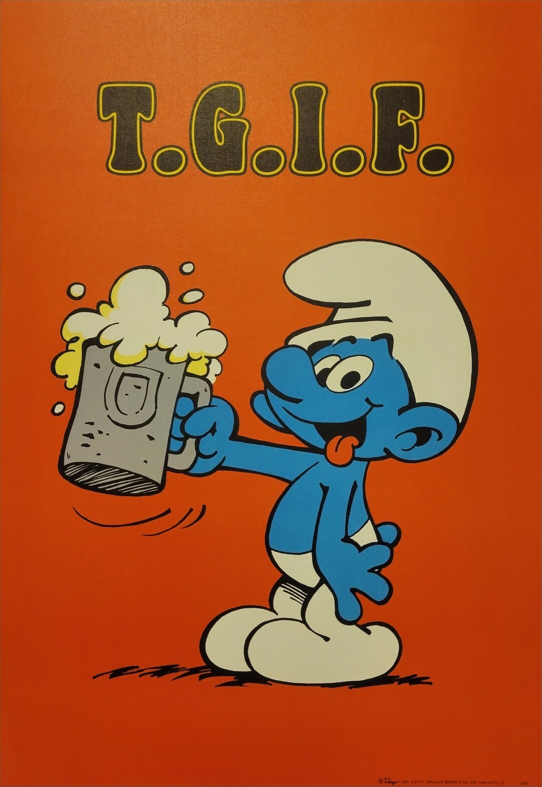 T.G.I.F. - Vintage Smurf Poster From 1980s - Etsy