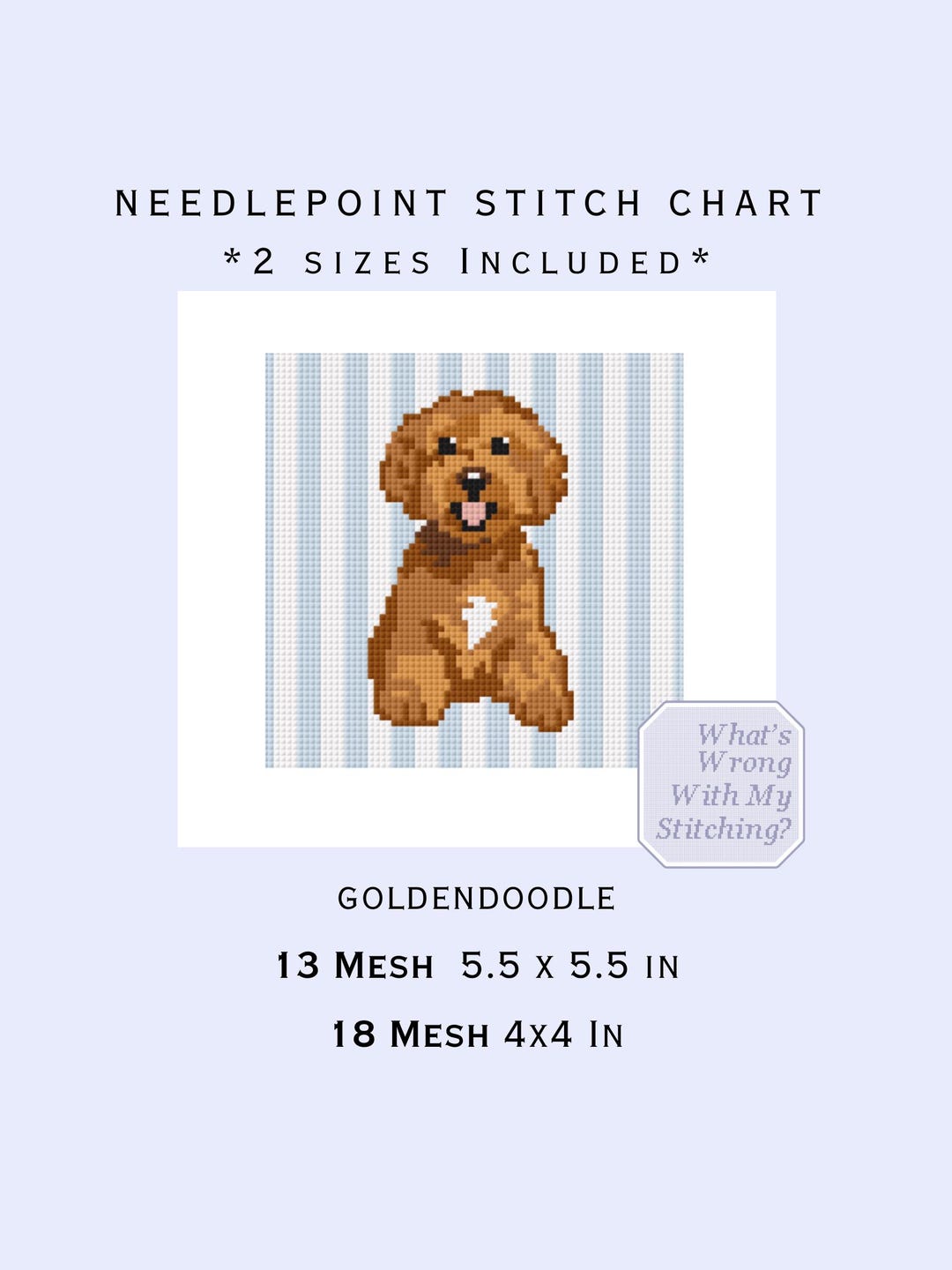 Goldendoodle *2 Sizes 13mesh(5.5inx5.5in) 18mesh(4x4) Needlepoint ...