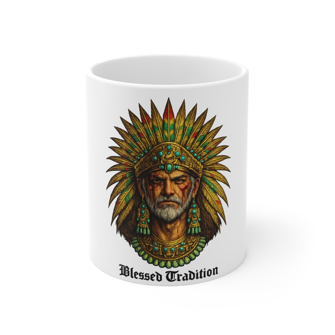 Blessed Tradition Aztec Chief Warrior Mug, Ceramic With Historic Battle ...