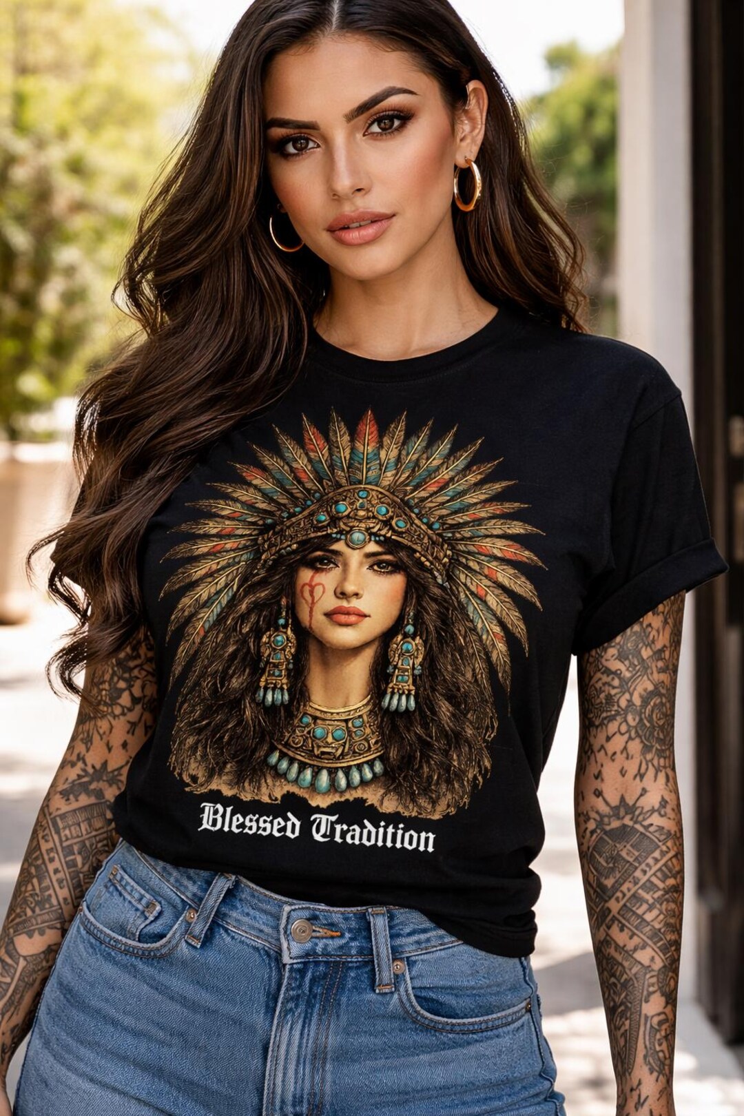 Blessed Tradition Aztec Warrior T-shirt, Heart Blood Tear Art, Unisex ...
