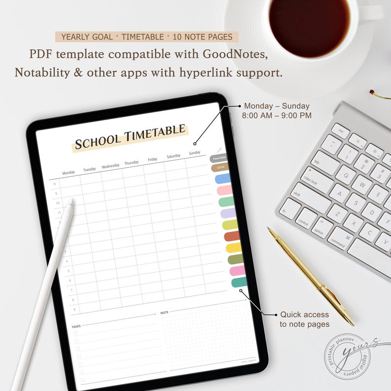 2026 2027 Digital Academic Student Timetable College Study Planner ...