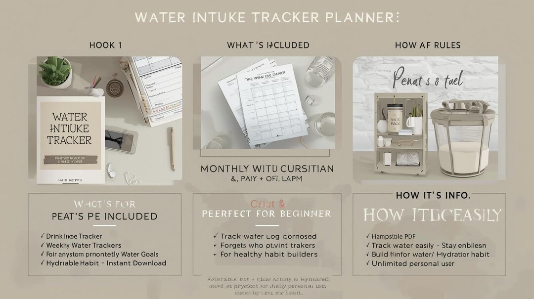 Daily Water Intake Tracker | Hydration Log & Healthy Habit Tracker ...