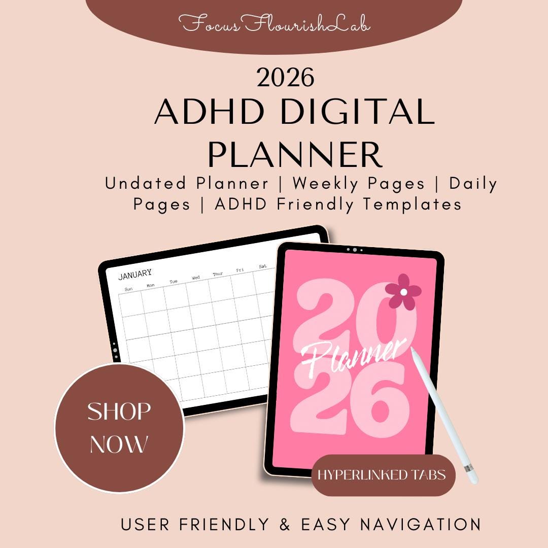 PINK 2026 ADHD Planner Printable for Adults|digital ADHD Planner|all in ...