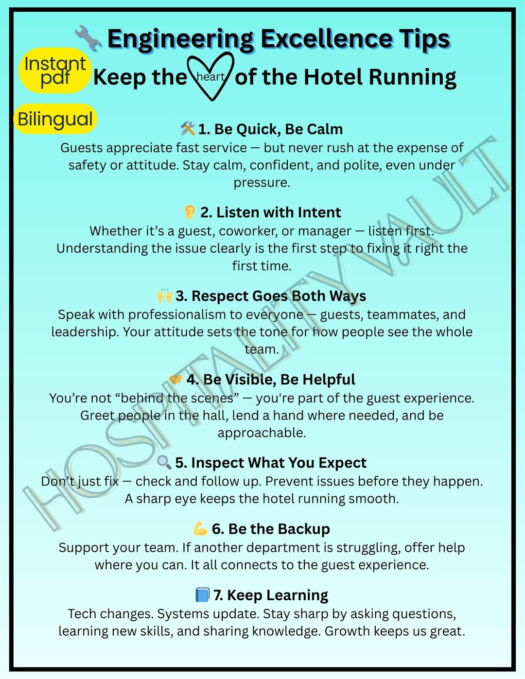 Bilingual Engineering Excellence Tips | Hotel Maintenance Training ...