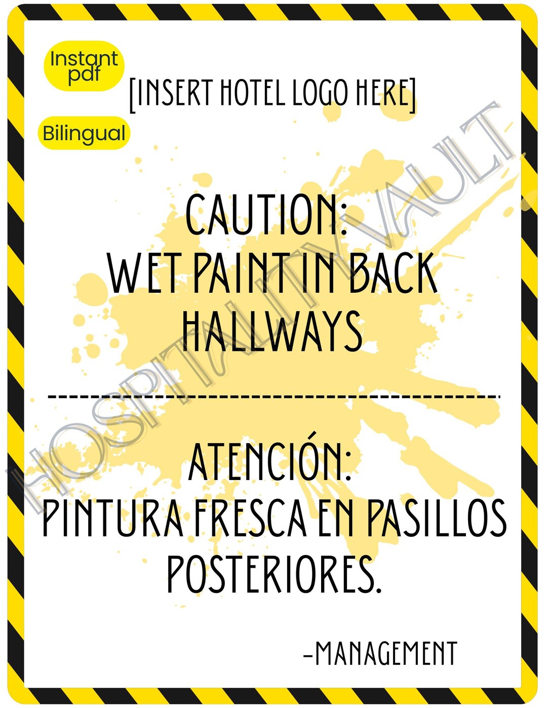 Bilingual Wet Paint Caution Sign | Professional Maintenance Notice ...